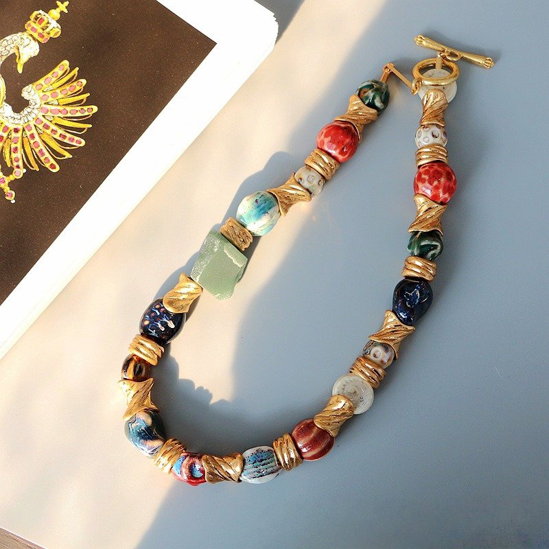 Necklet Natural stone ceramic splicing – grannystrinket.com
